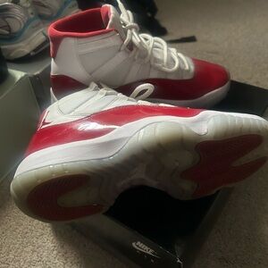 Jordan | Shoes | Jordan Red And White Sneakers With Patent Leather ...